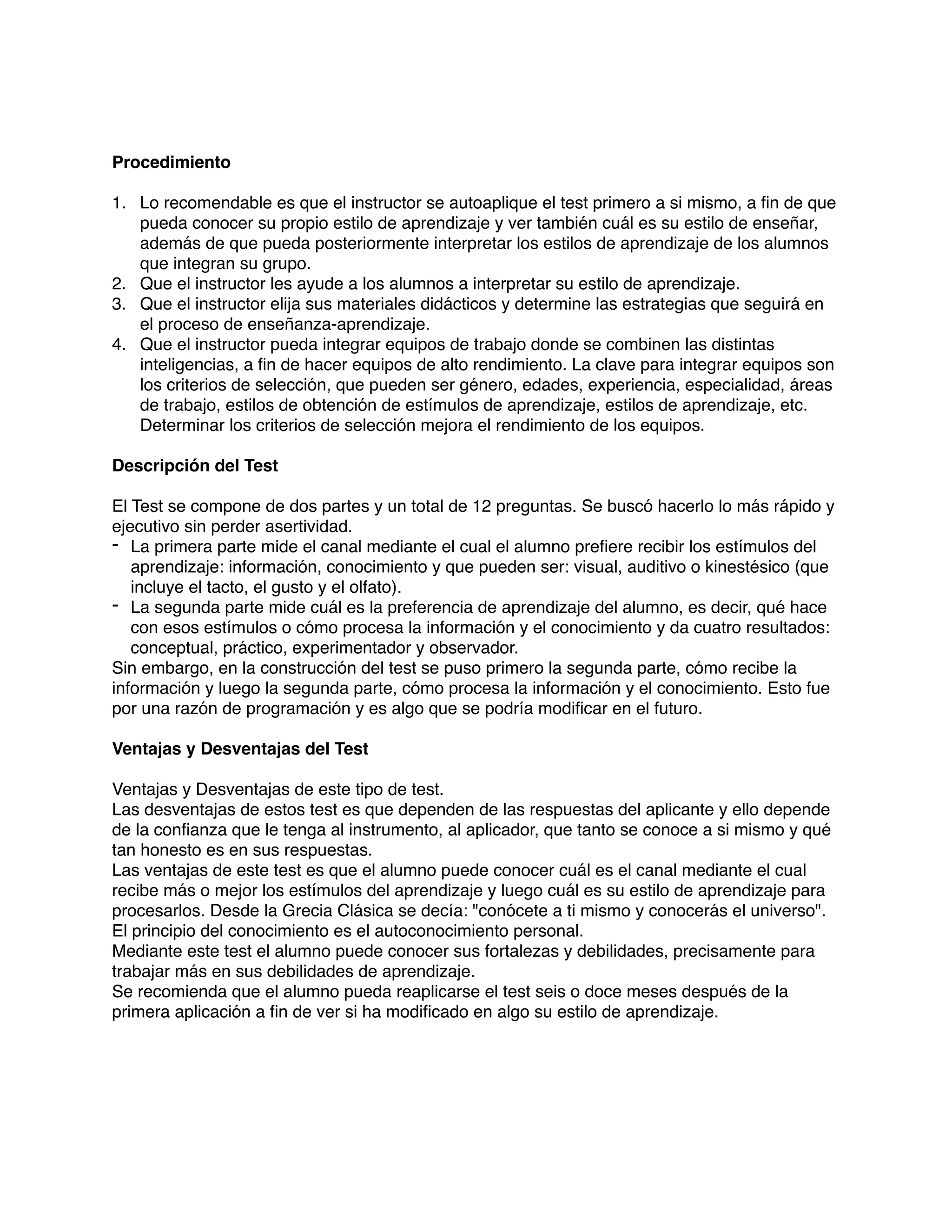 Manual de interpretacion auto test de estilos de aprendizaje y ...