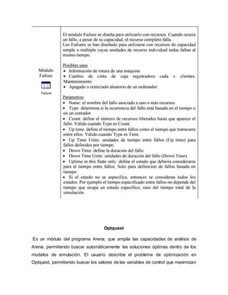 Manual de las herramientas del software arena unidad 4 | DOCX