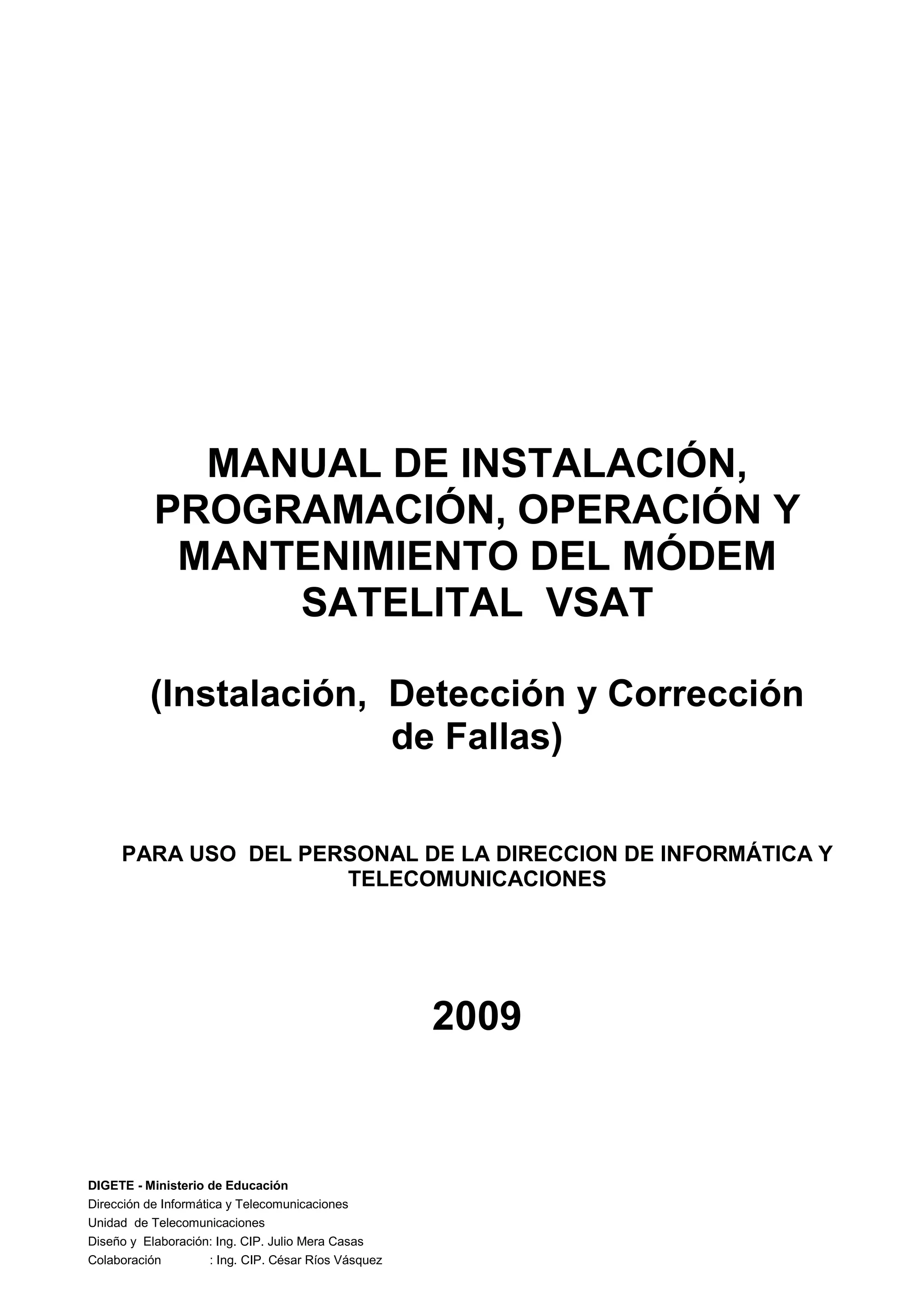 Manual del modem satelital vsat version 03 b-2009 uso interno | PDF