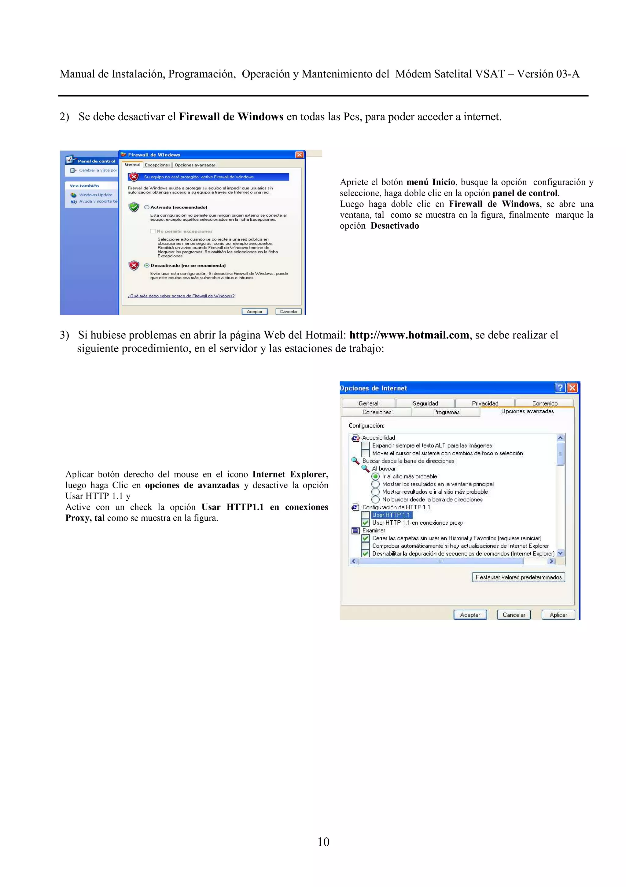 Manual del modem satelital vsat version 03 b-2009 uso interno | PDF
