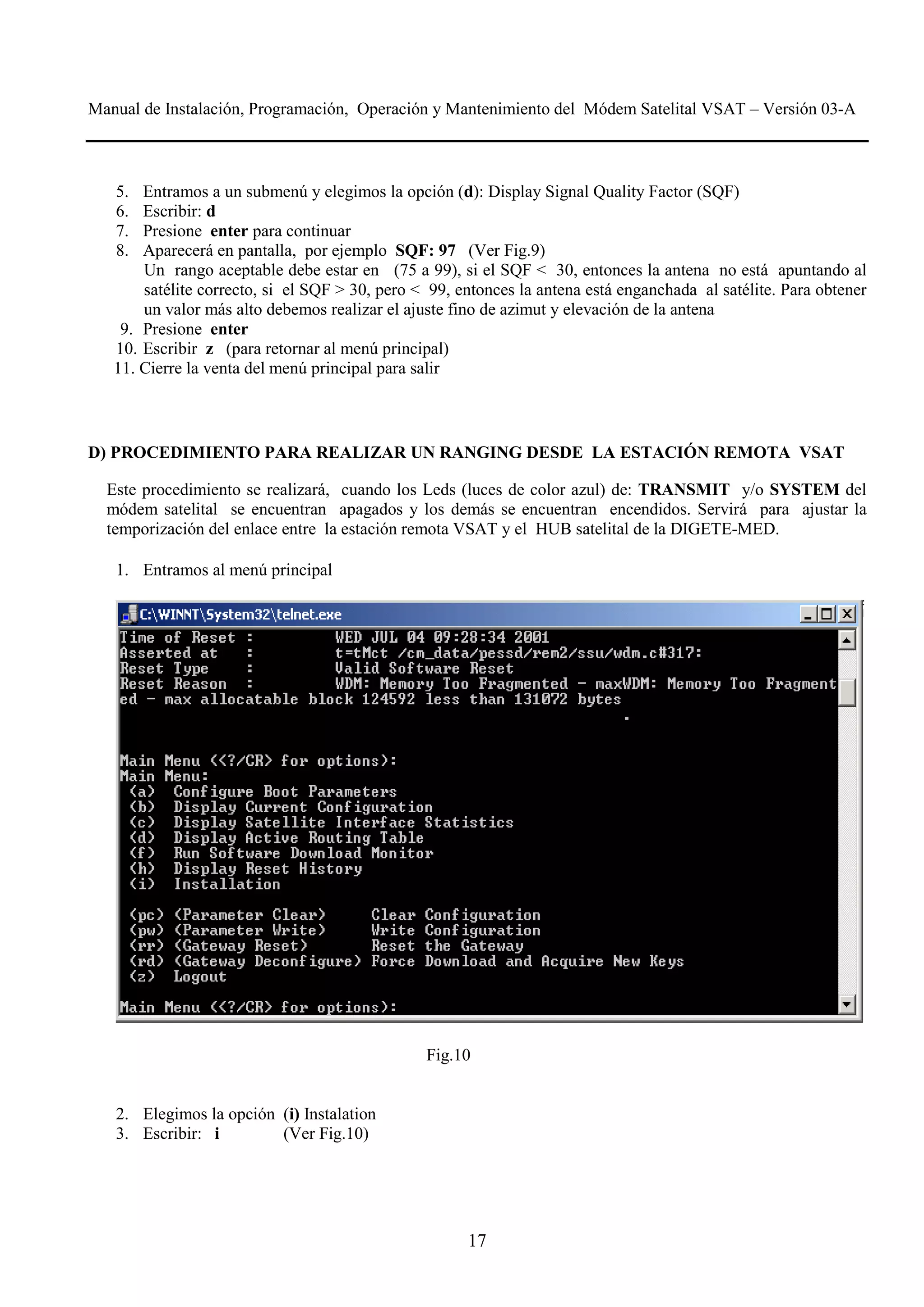 Manual del modem satelital vsat version 03 b-2009 uso interno | PDF