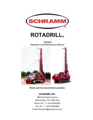 Manual de operacion de perforadora SCHRAM T450 | PDF