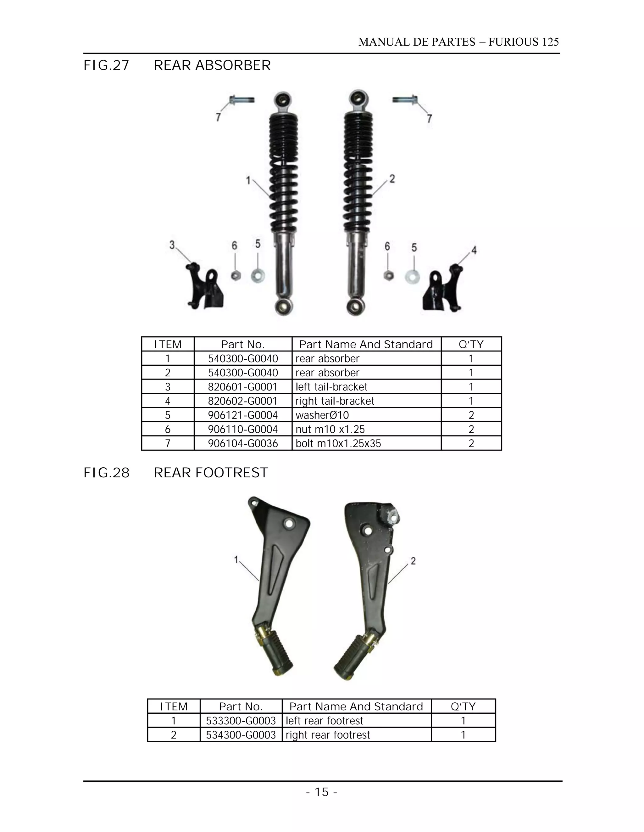 Manual de partes yumbo furious 125 | PDF