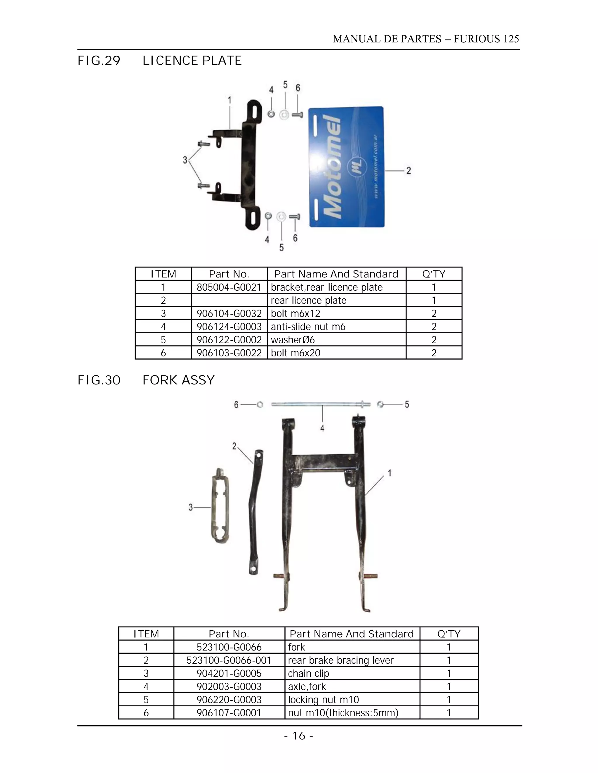 Manual de partes yumbo furious 125 | PDF