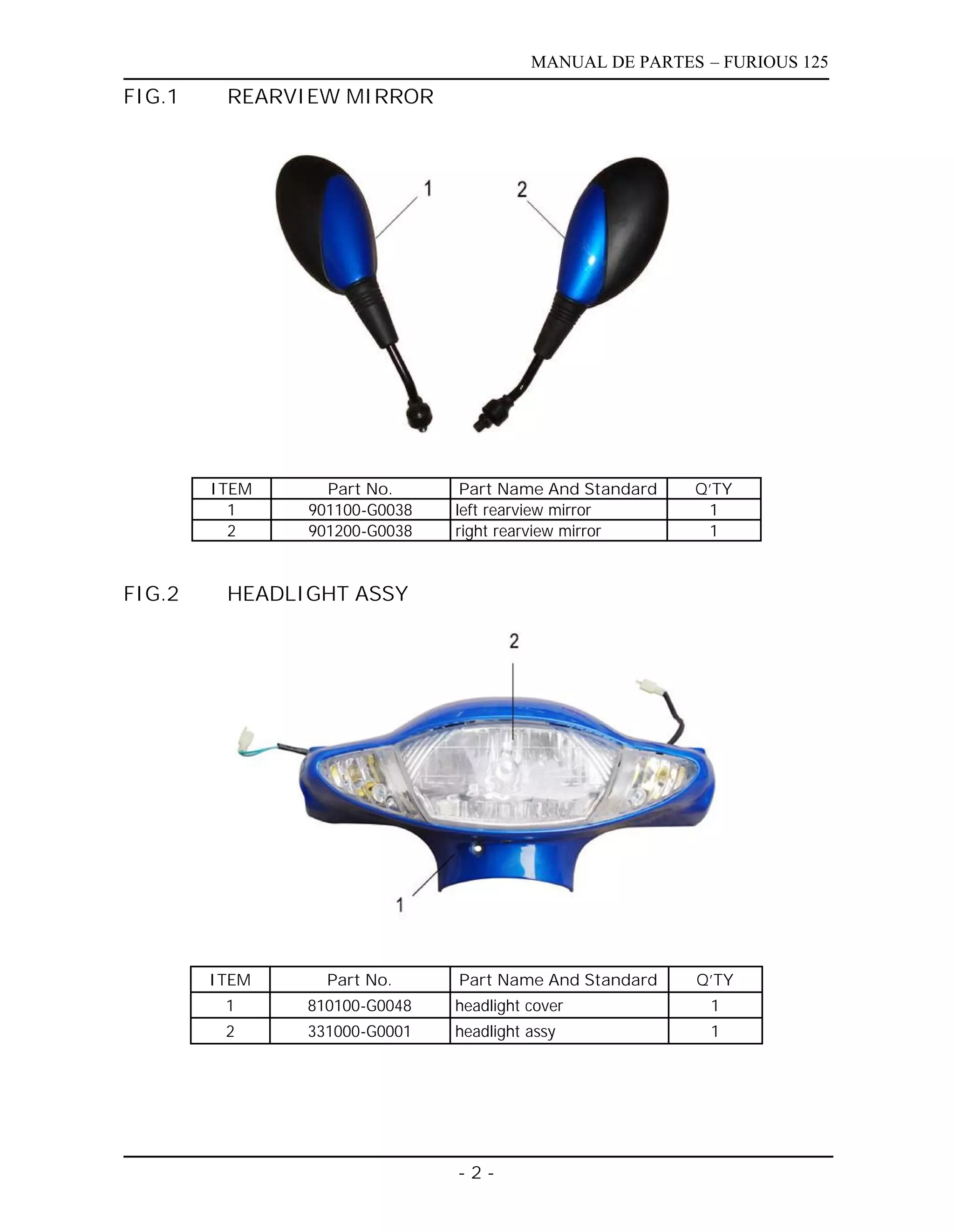 Manual de partes yumbo furious 125 | PDF