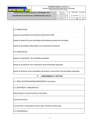 Manual de procedimientos importadora caice | DOC