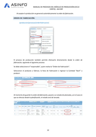 MANUAL DE PRODUCCION AS2 ERP- CICLO CORTO | PDF