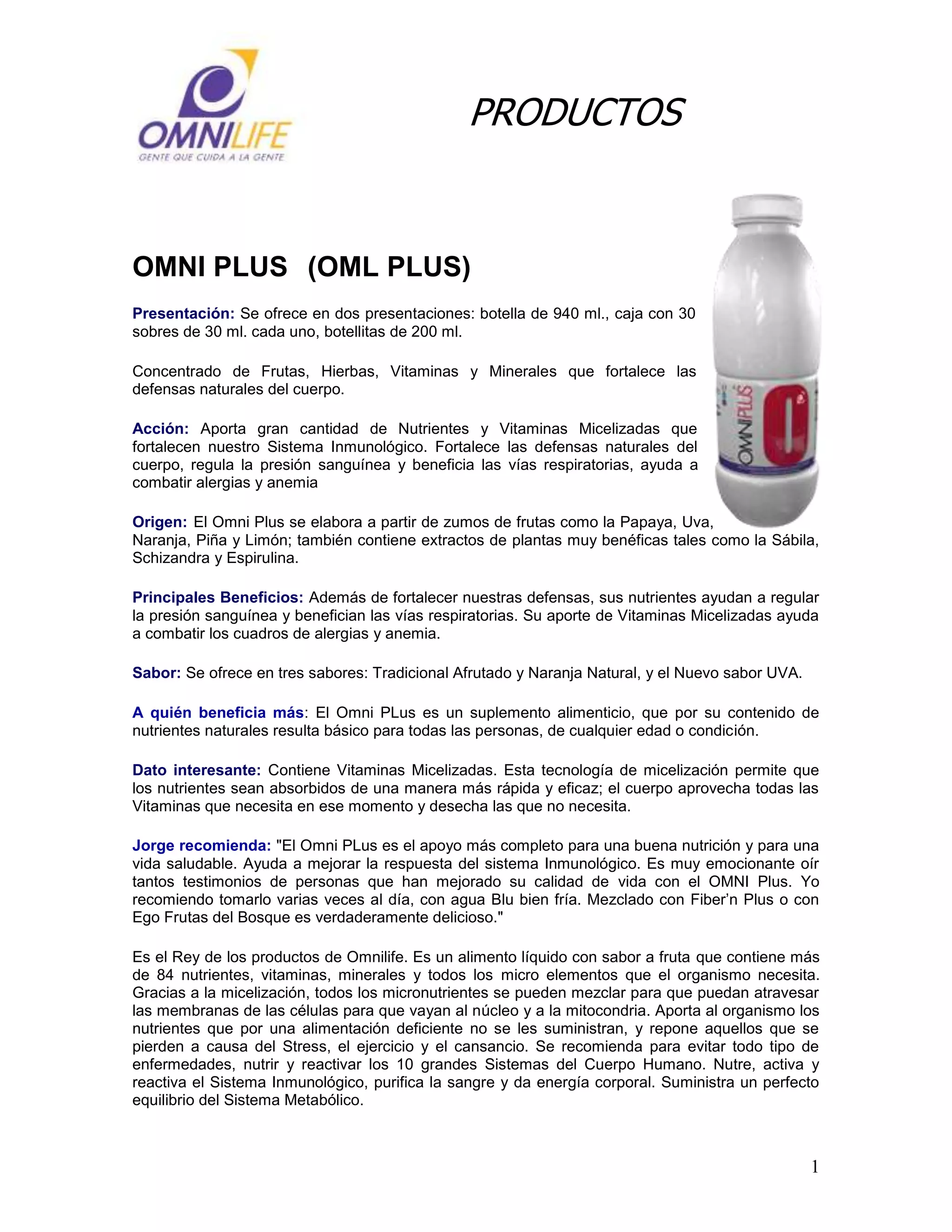 Manual de Productos Omnilife | PDF
