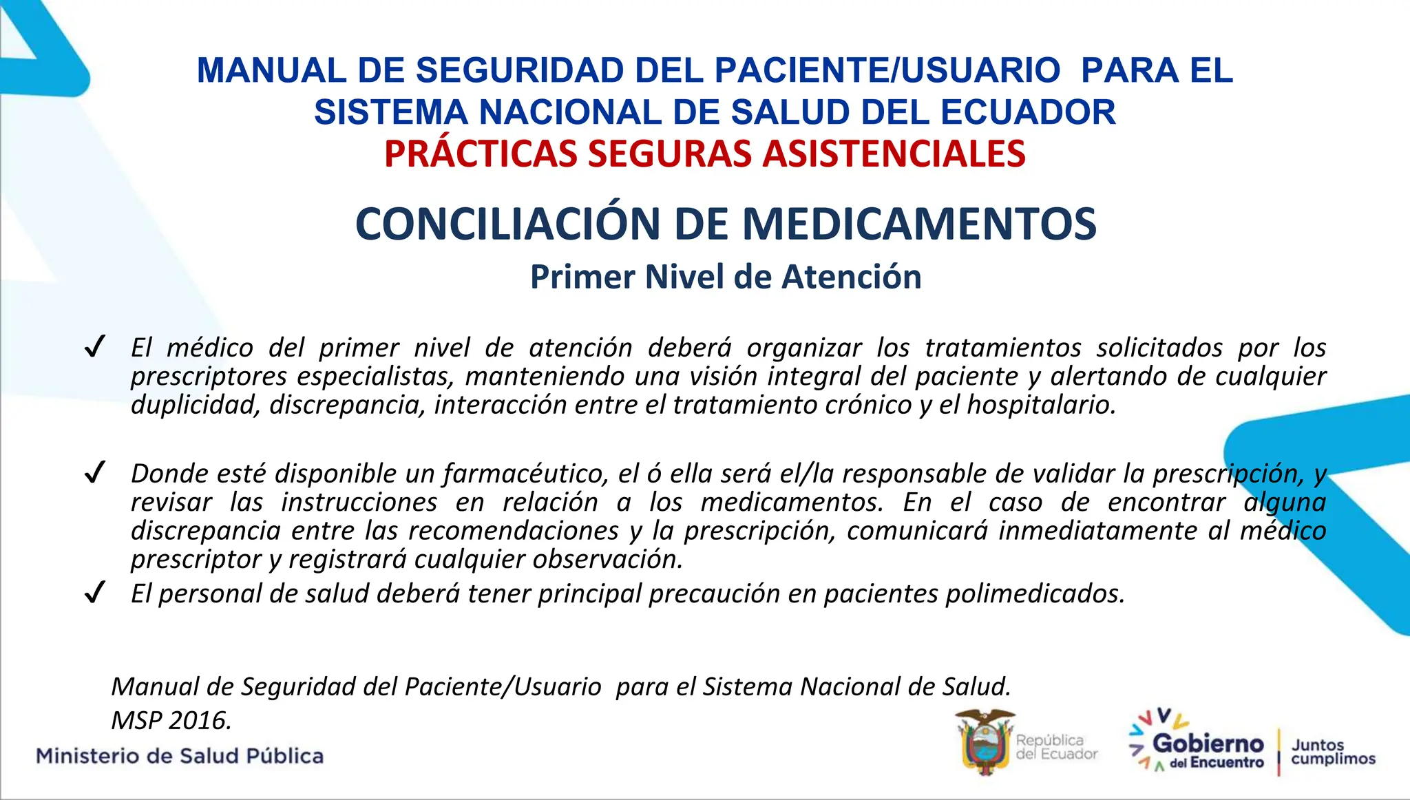 MANUAL DE SEGURIDAD PACIENTE MSP ECUADORptx | PPTX