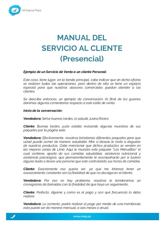 Manual de servicio al cliente