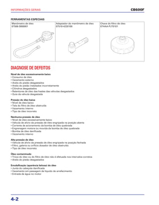 Manual de serviço cb600 f hornet lubrif | PDF