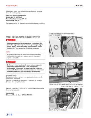 Manual de serviço cb600 f hornet manutencao | PDF