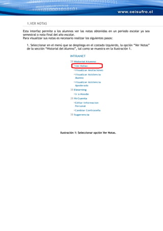 Manual de usuario estudiante ver notas | PDF
