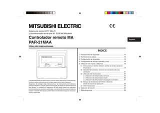 Manual de usuario termostato PAR-21MAA Mitsubishi Electric aire ...