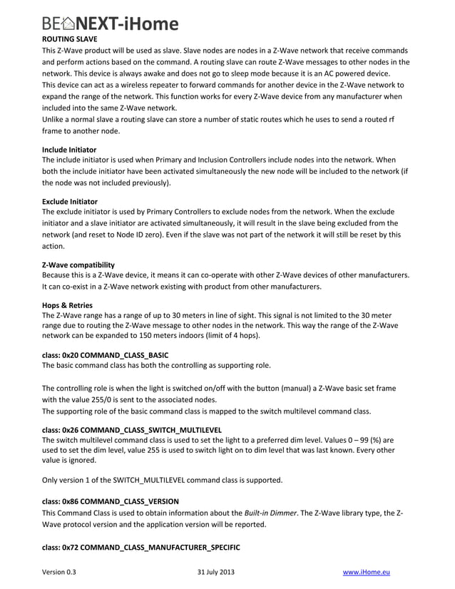 Manual dimmer benext us | PDF