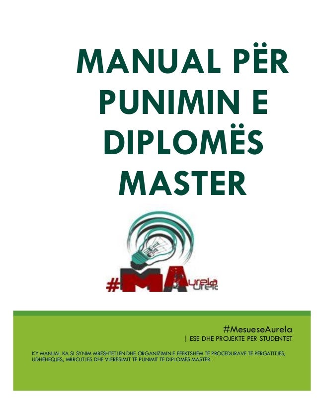 MANUAL PËR PUNIMIN E DIPLOMËS MASTER