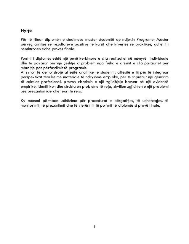 MANUAL PËR PUNIMIN E DIPLOMËS MASTER