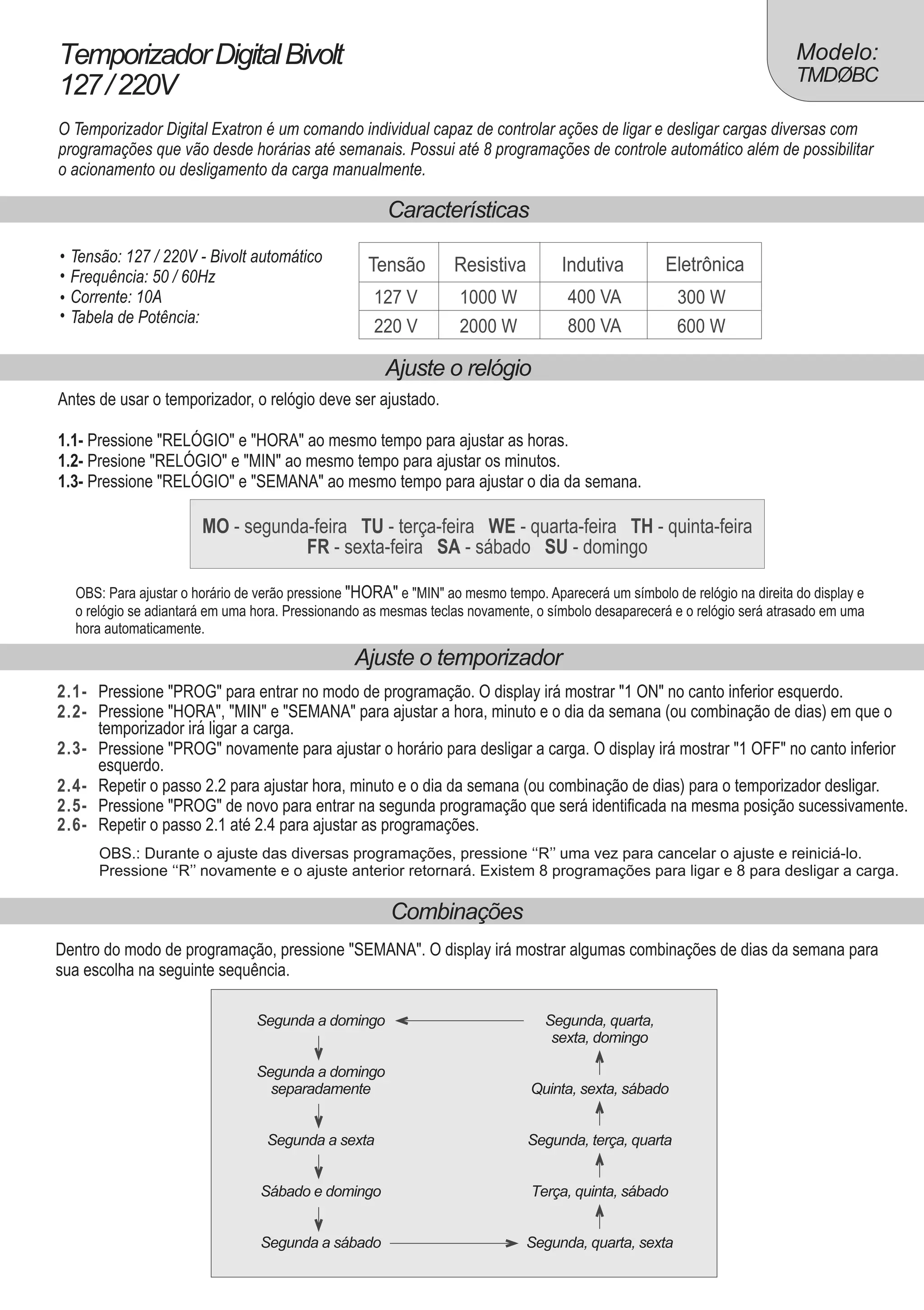 Manual do usuário TIMER TEMPORIZADOR DIGITAL - ATÉ 8 PROGRAMAÇÕES | PDF