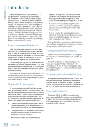 Manual do Monitor de Referência Mackie MR5 MK2 (PORTUGUÊS) | PDF