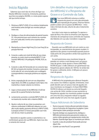 Manual do Monitor de Referência Mackie MR5 MK2 (PORTUGUÊS) | PDF