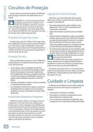 Manual do Monitor de Referência Mackie MR5 MK2 (PORTUGUÊS) | PDF