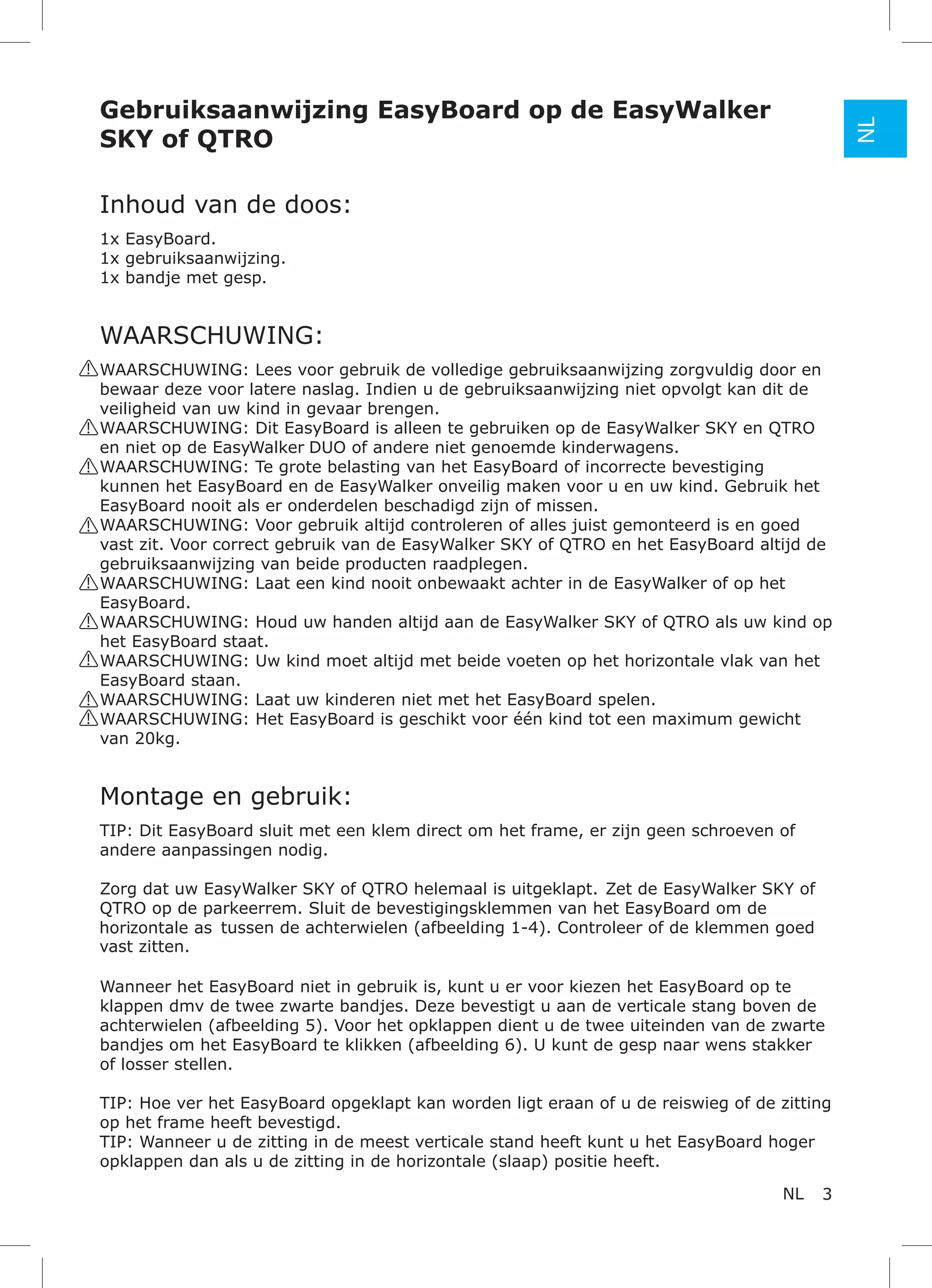 easywalker easyboard gebruiksaanwijzing Nederlands | PDF