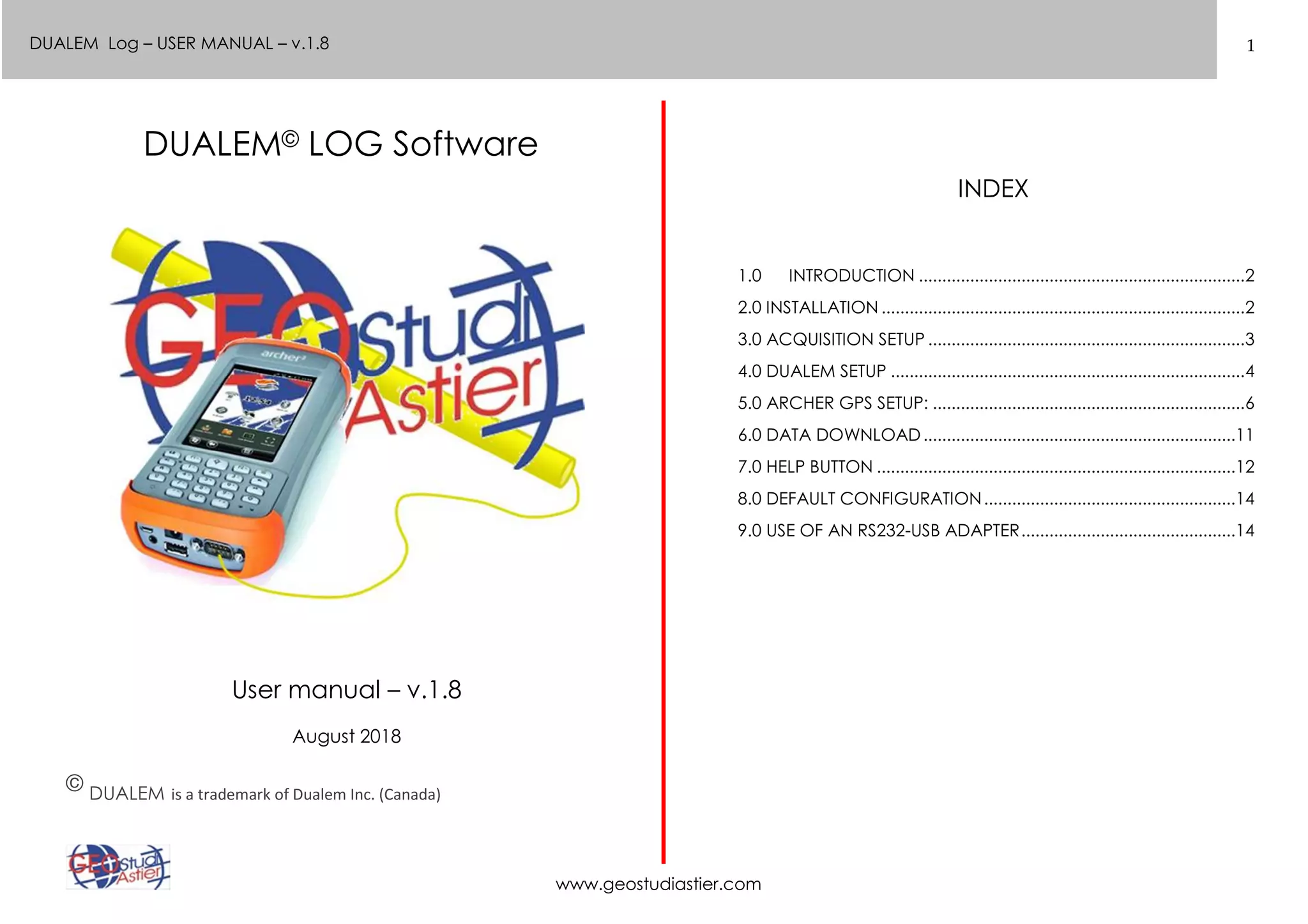 DualEM LOG software manual 1.8 | PDF