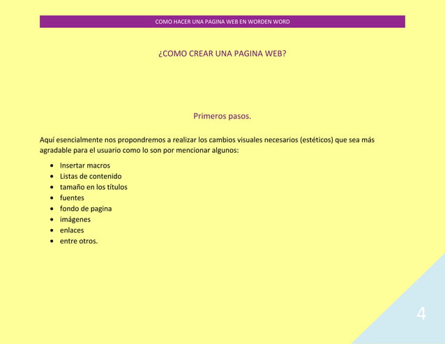 Manual Para crear una pagina web en word | PPT