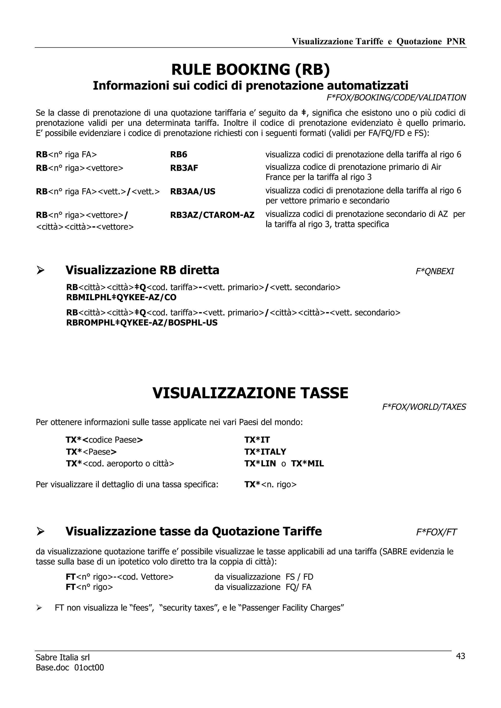 Manuale Sabre base | PDF