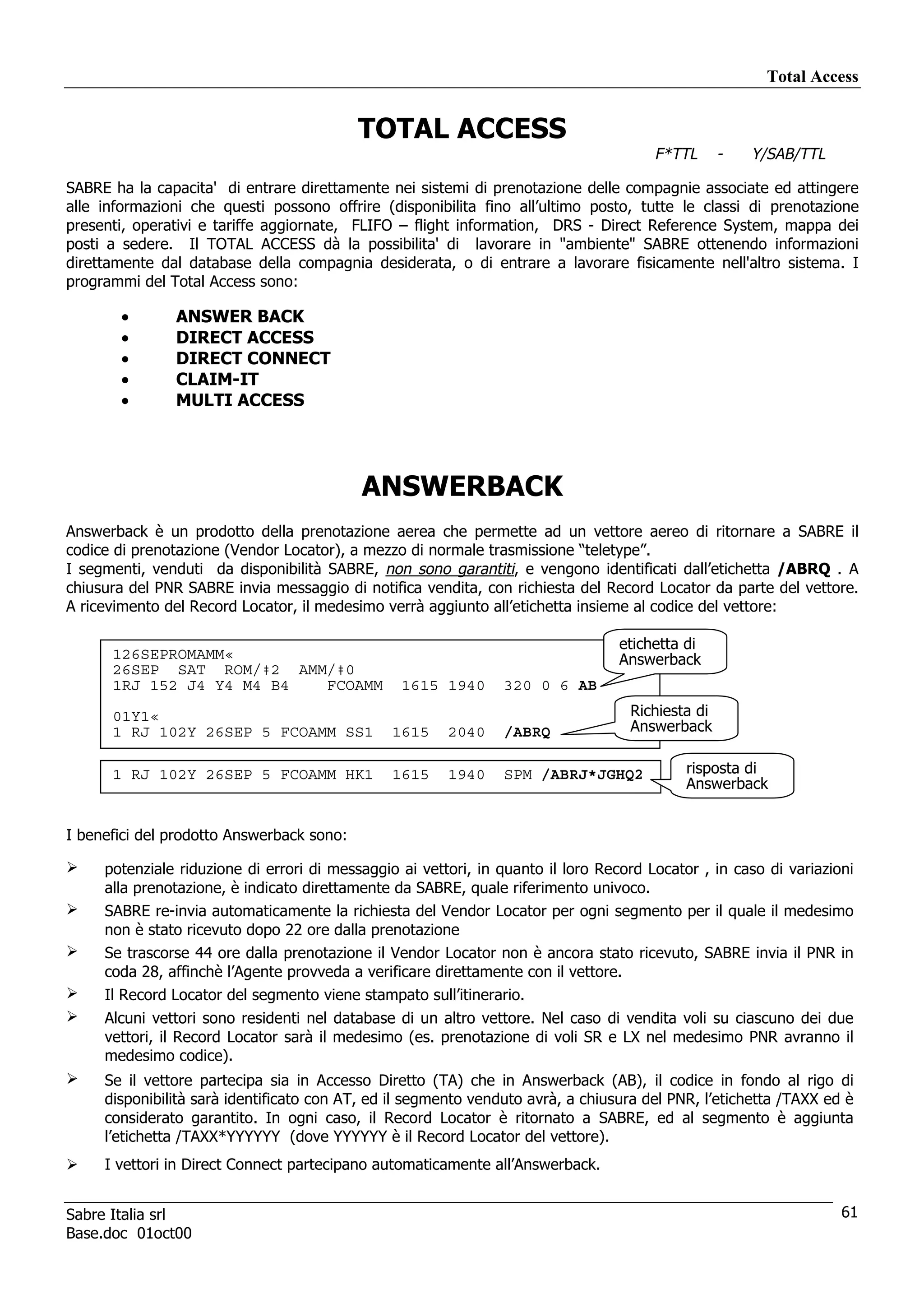 Manuale Sabre base | PDF