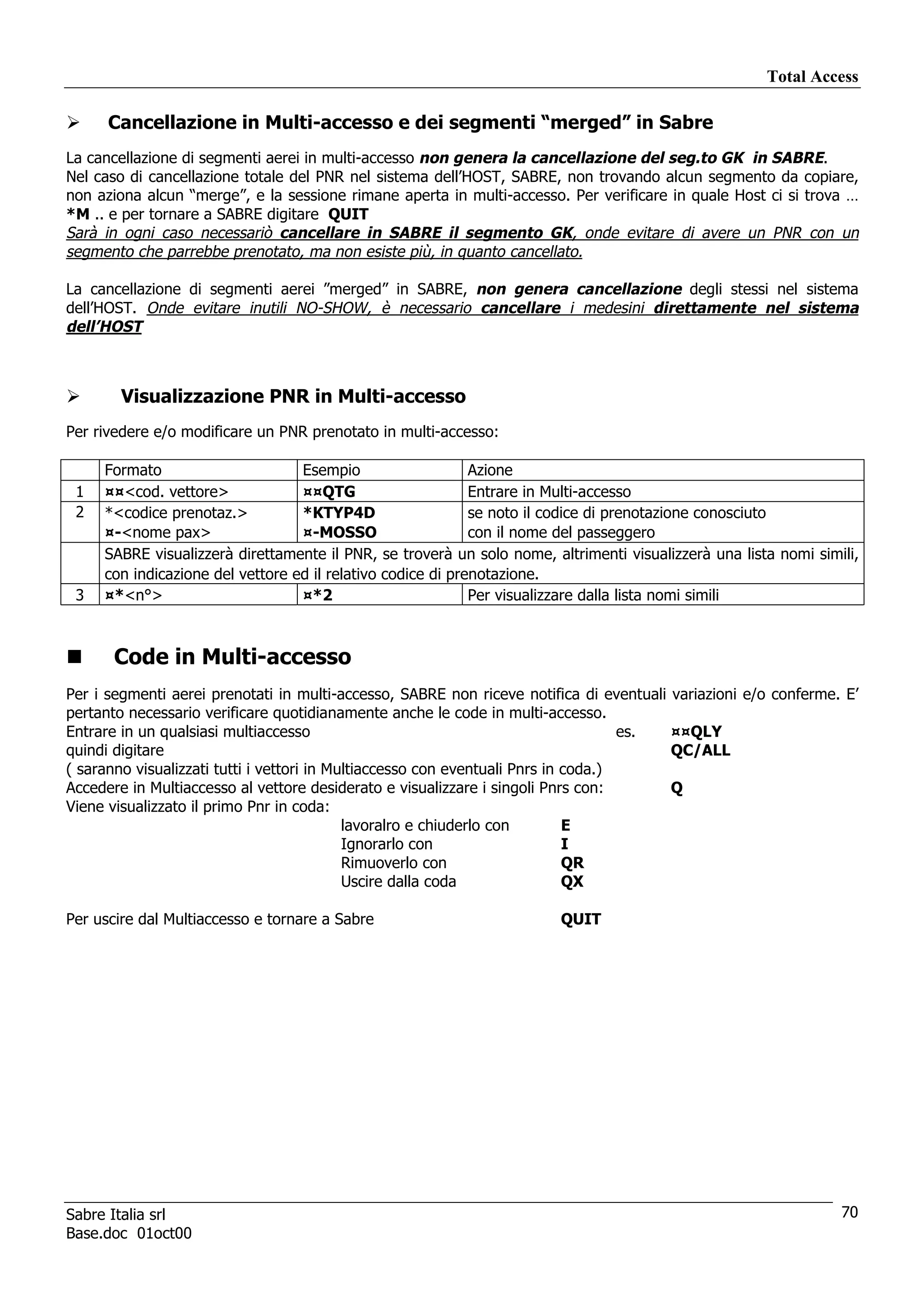 Manuale Sabre base | PDF