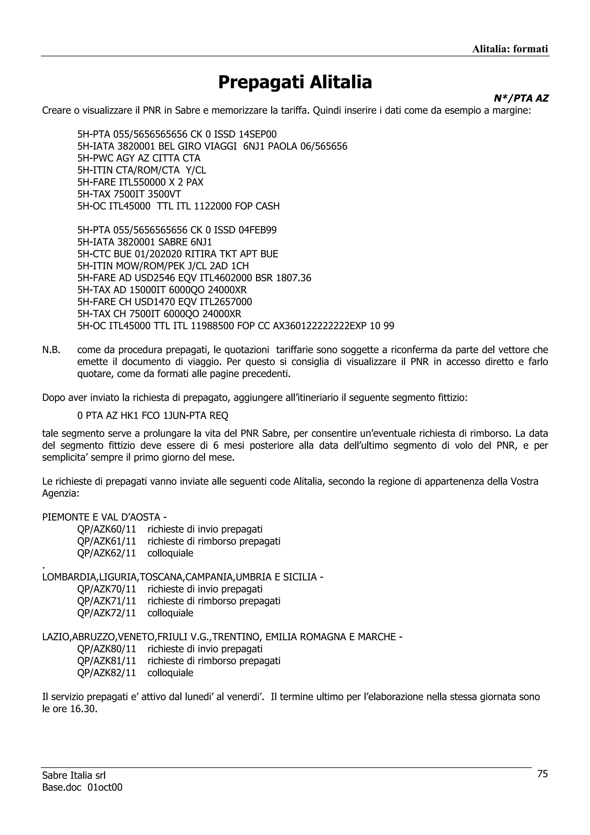 Manuale Sabre base | PDF