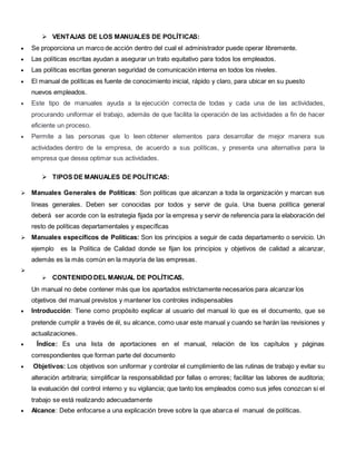 Modelo De Manual De Politicas De La Empresa