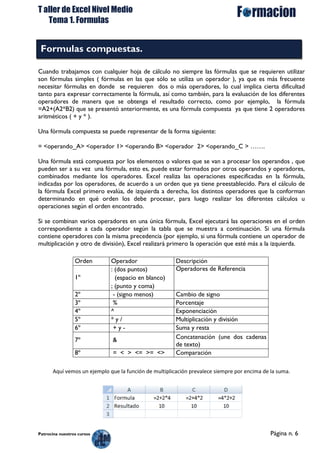 Manual Excel medio - Formulas | PDF