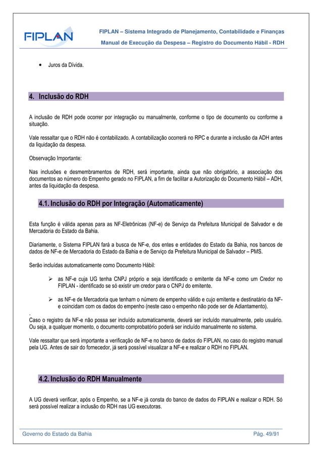 Manual execucao fiplan | PDF