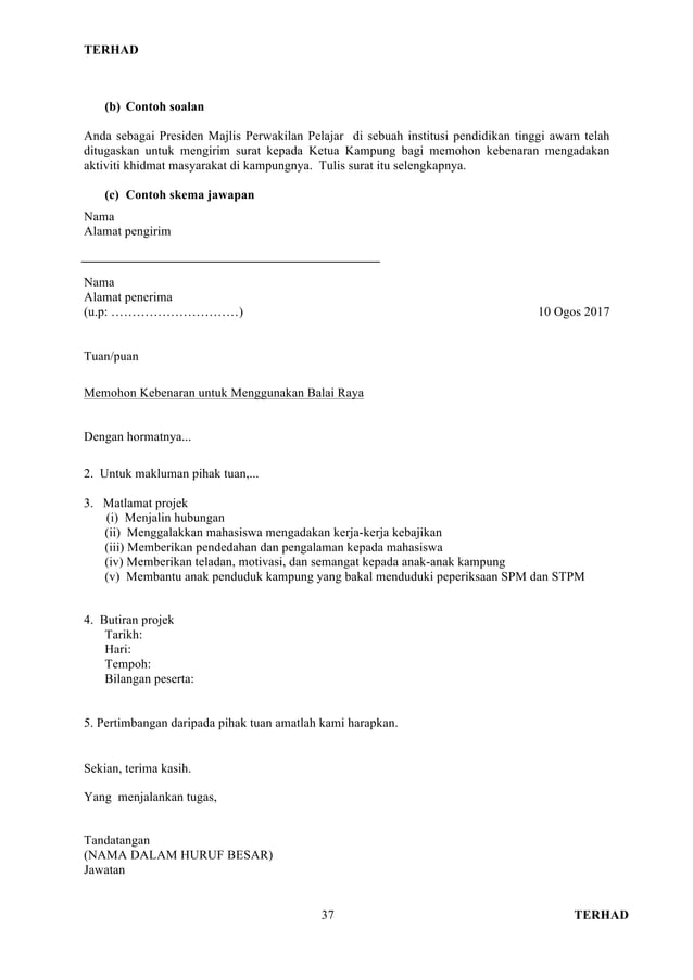 Manual format dan contoh penulisan esei berformat bm p2 2017 | PDF