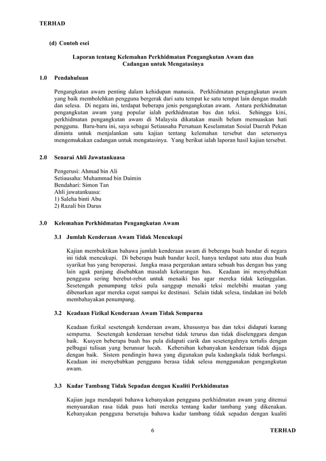 Manual format dan contoh penulisan esei berformat bm p2 2017 | PDF