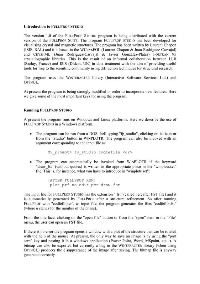 Manual_FullProf_Studio for rietveld refinement | PDF