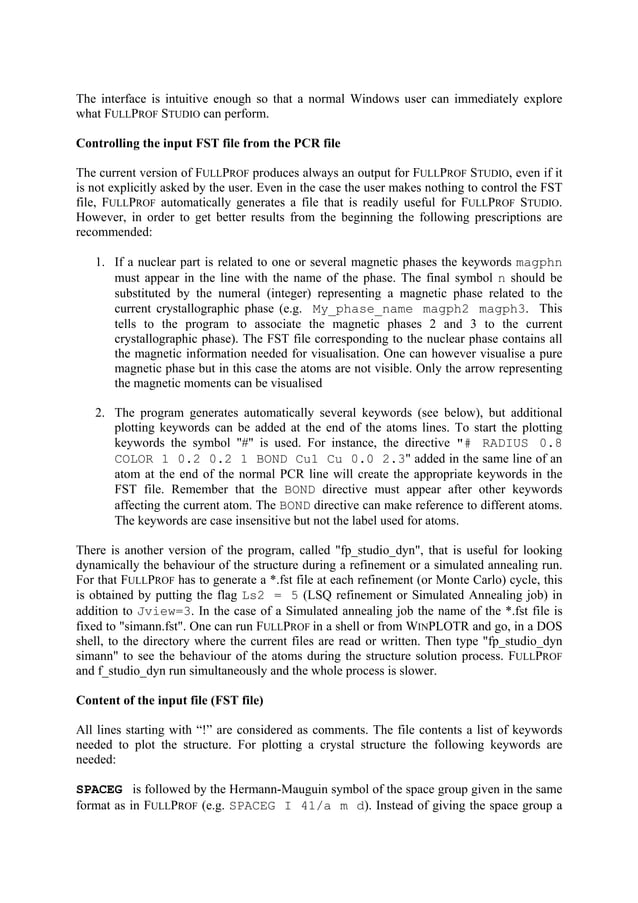 Manual_FullProf_Studio for rietveld refinement | PDF