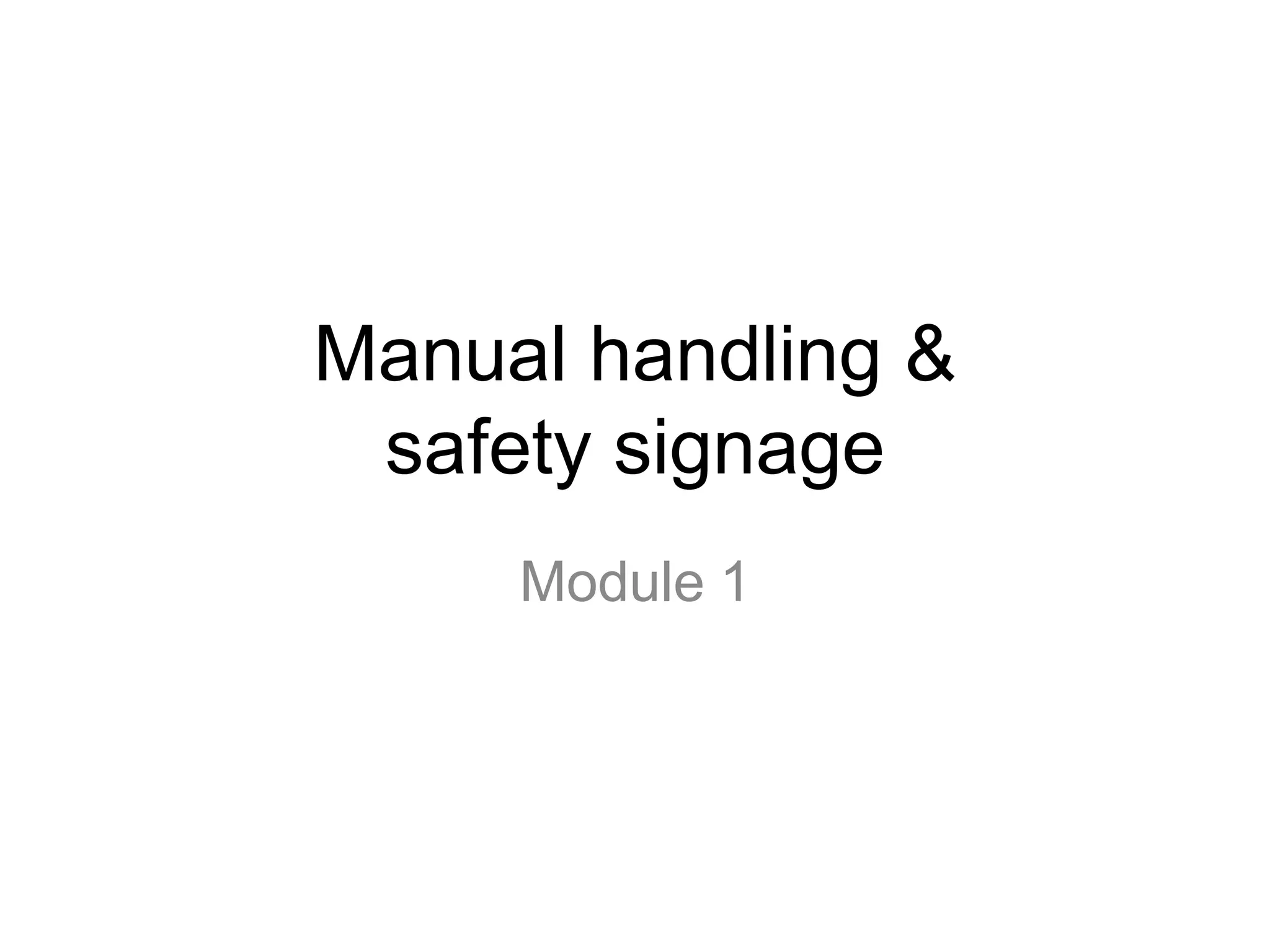 Manual handling & safety signage | PDF