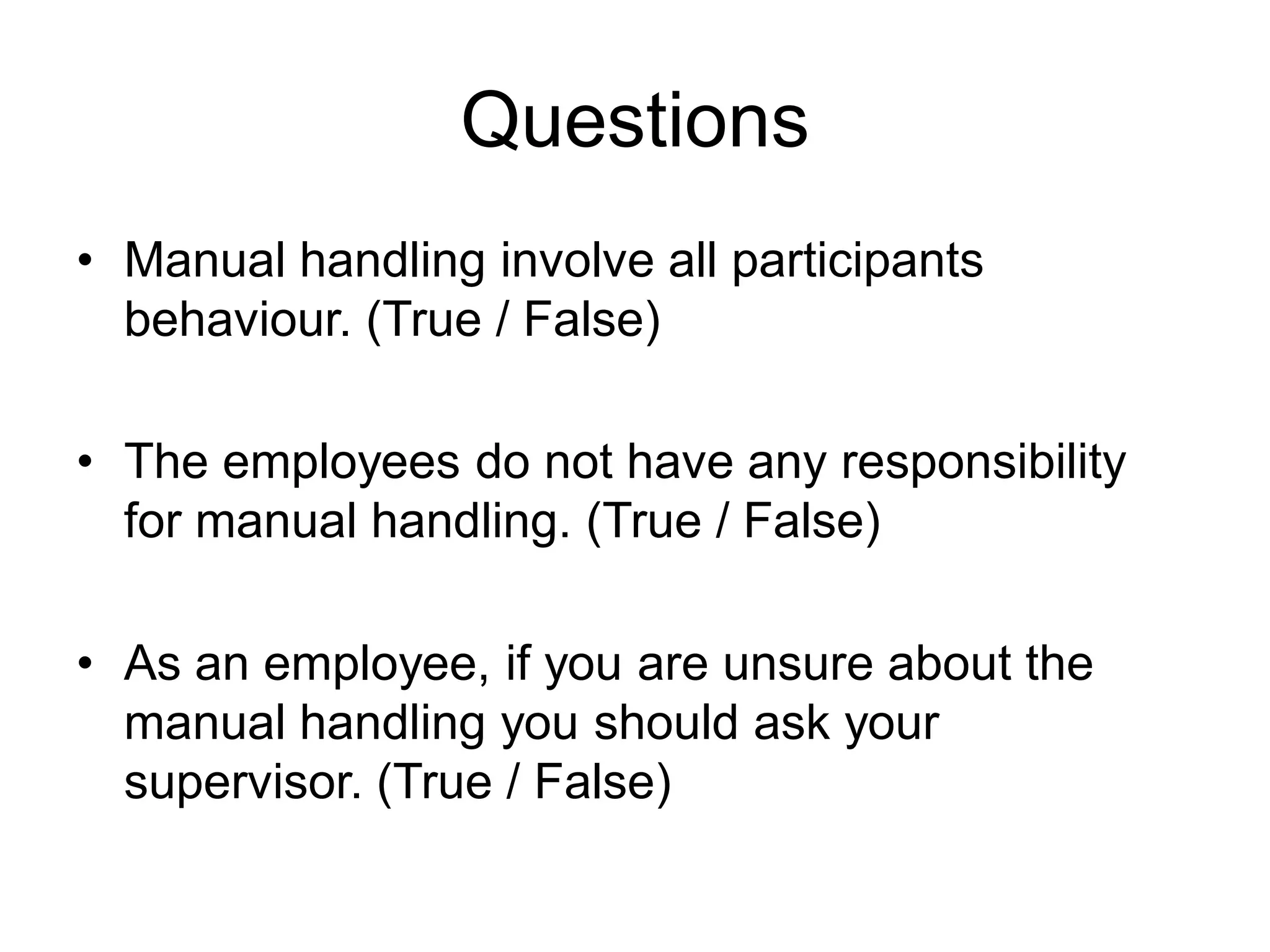 Manual handling & signage review | PDF