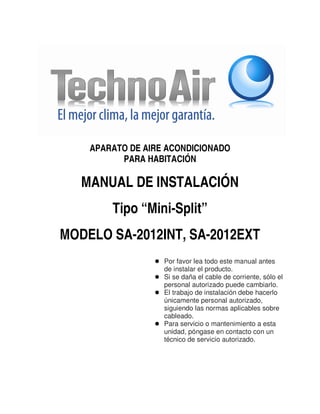 Manual instalacion aire acondicionado tipo minisplit | PDF