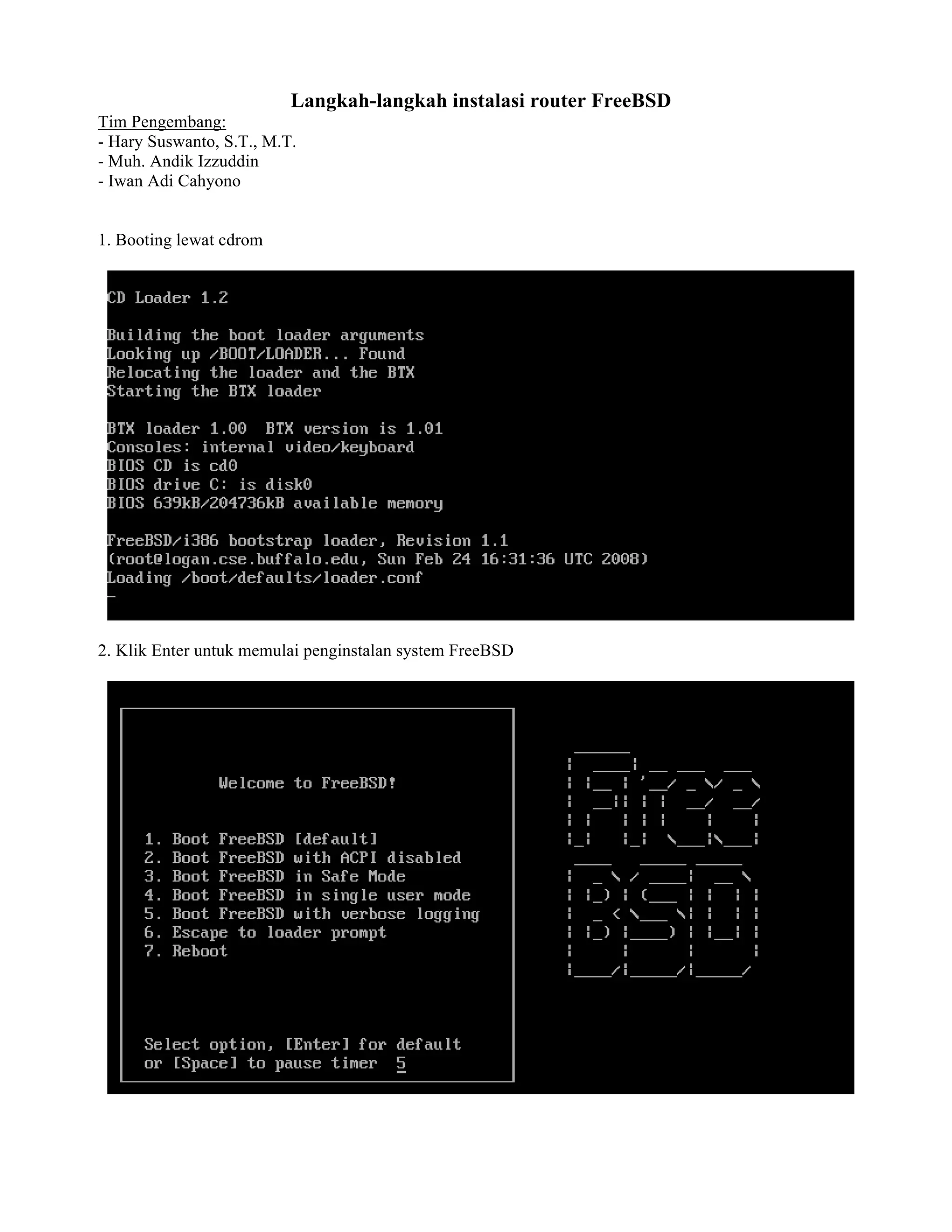 Manual instalasi FreeBSD sebagai Router | PDF