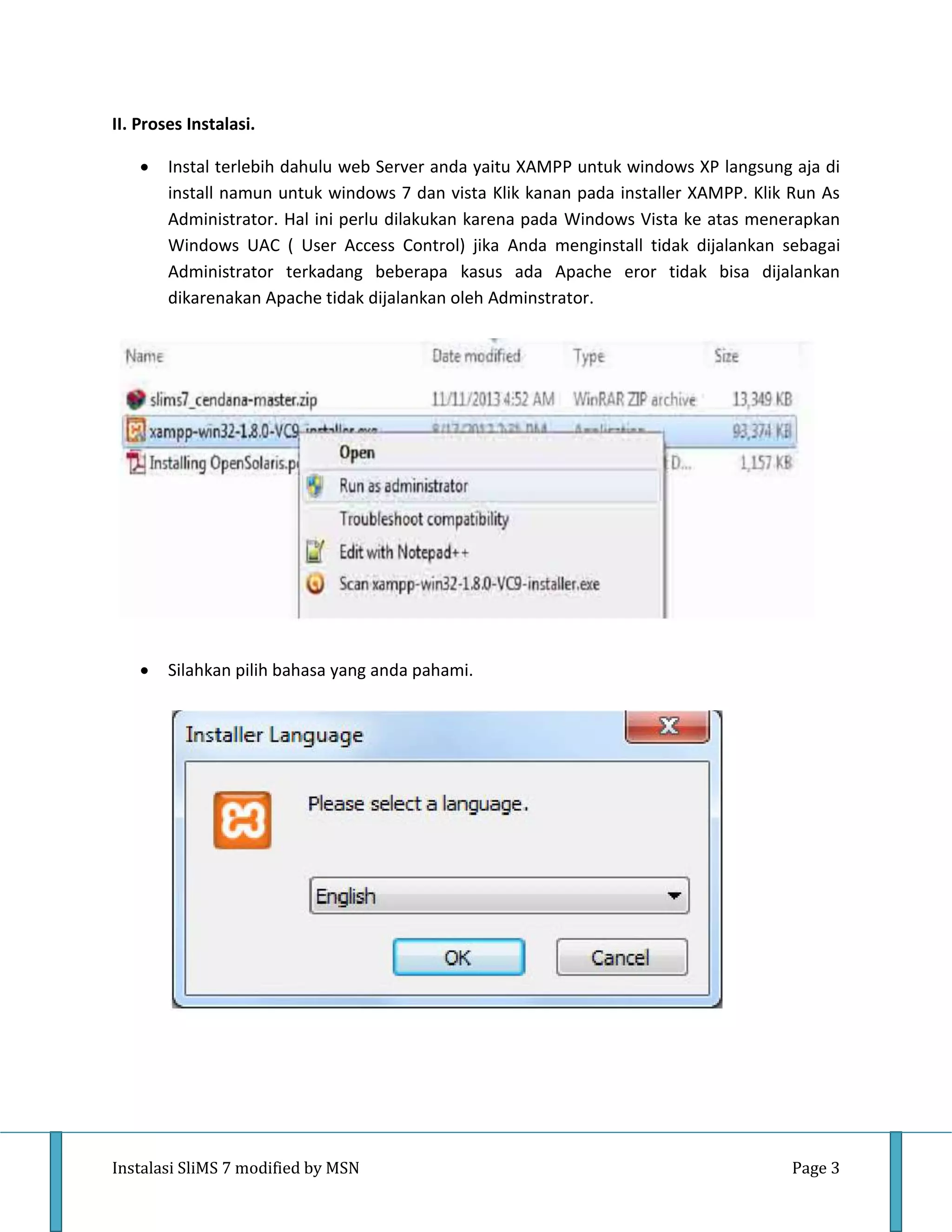 Manual installasi s li ms 7 (cendana) di windows | PDF