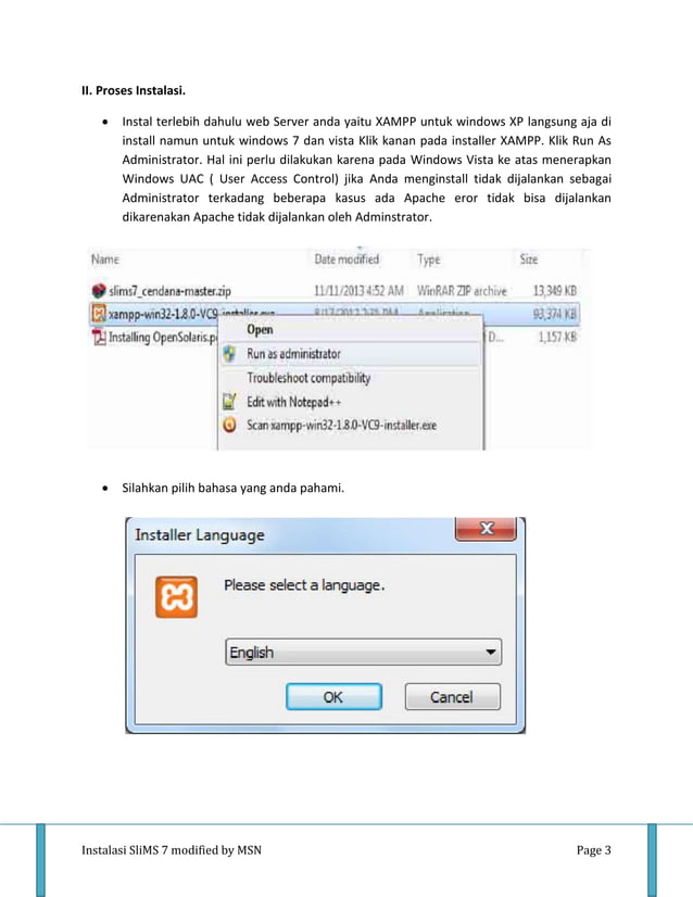 Manual installasi s li ms 7 (cendana) di windows | PDF