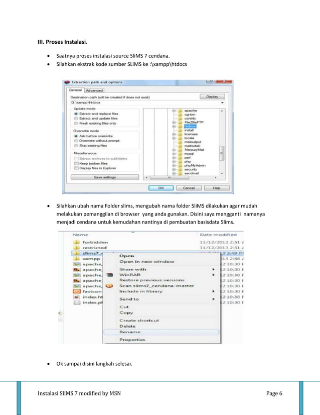Manual installasi s li ms 7 (cendana) di windows | PDF