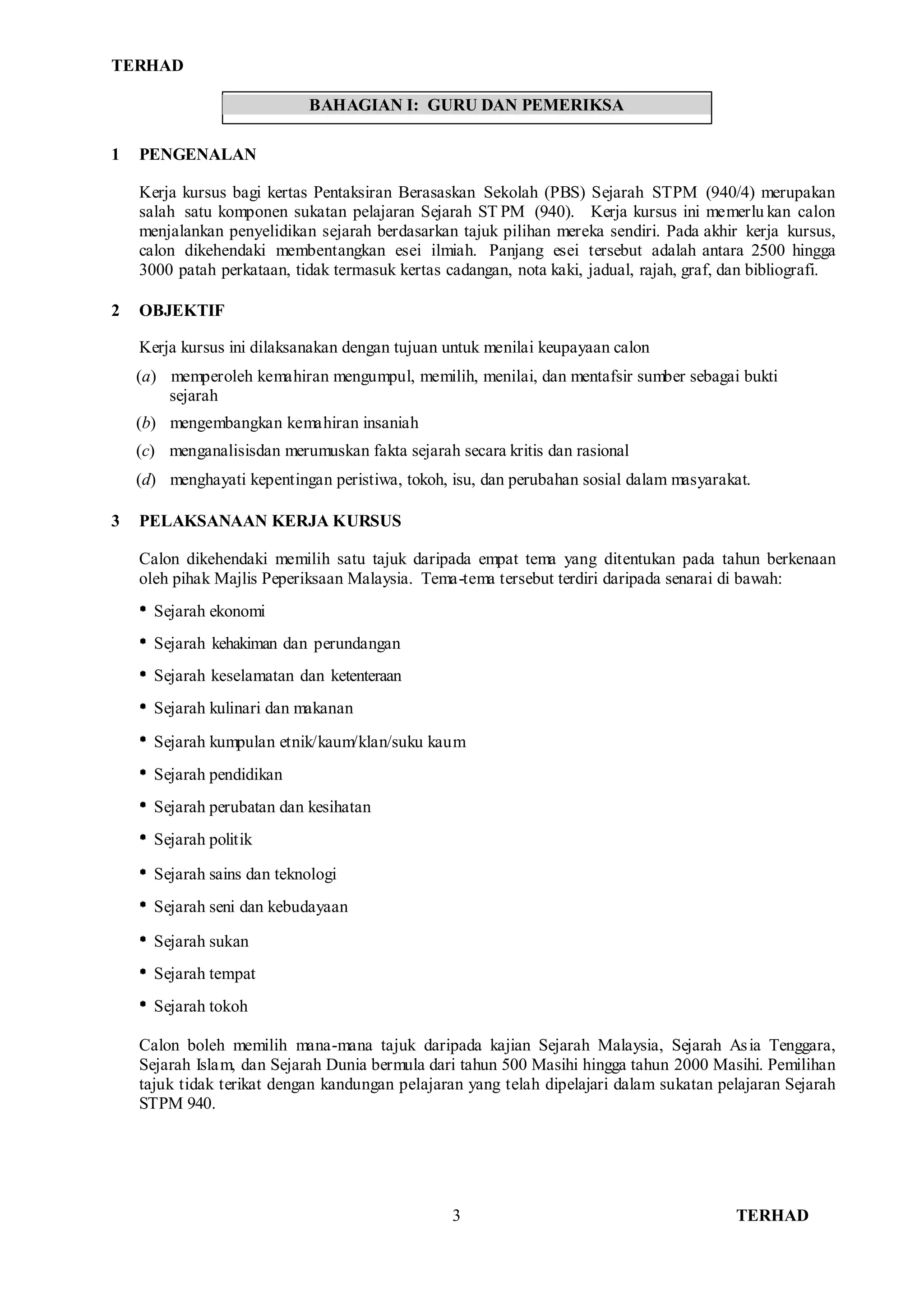 Manual kerja kursus sejarah 2019 | PDF