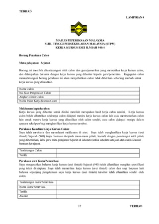 Manual kerja kursus sejarah 2019 | PDF