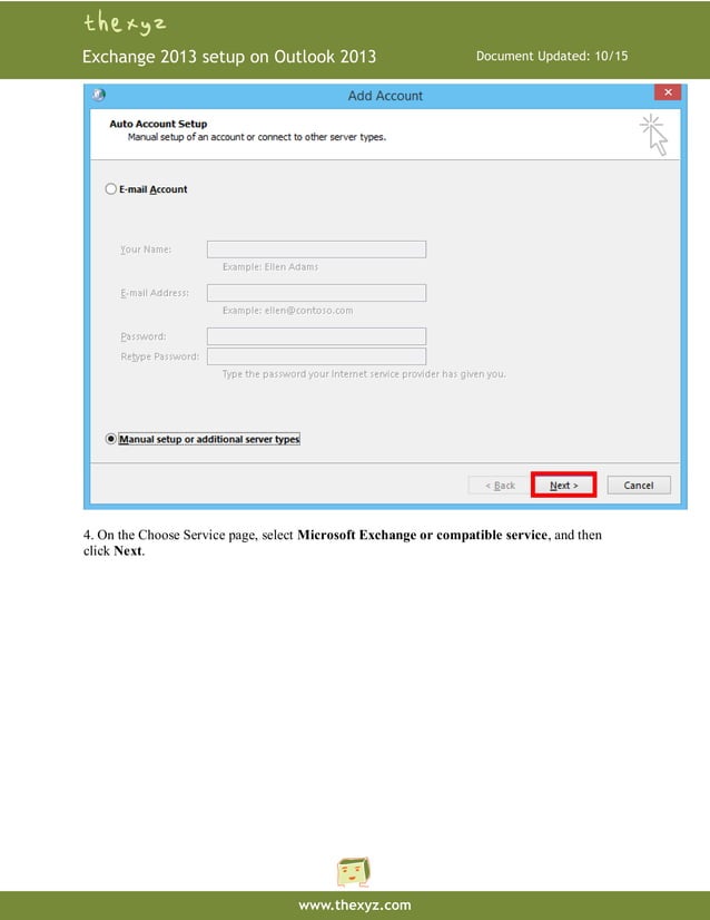 Setup Outlook 2013 with Exchange 2013 | PDF