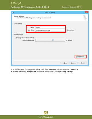 Setup Outlook 2013 with Exchange 2013 | PDF | Email | Internet